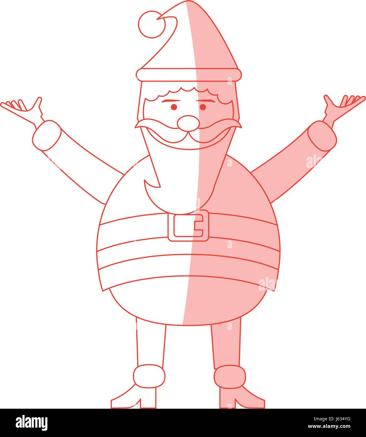 red shading silhouette cartoon full body fat santa claus modern with ...
