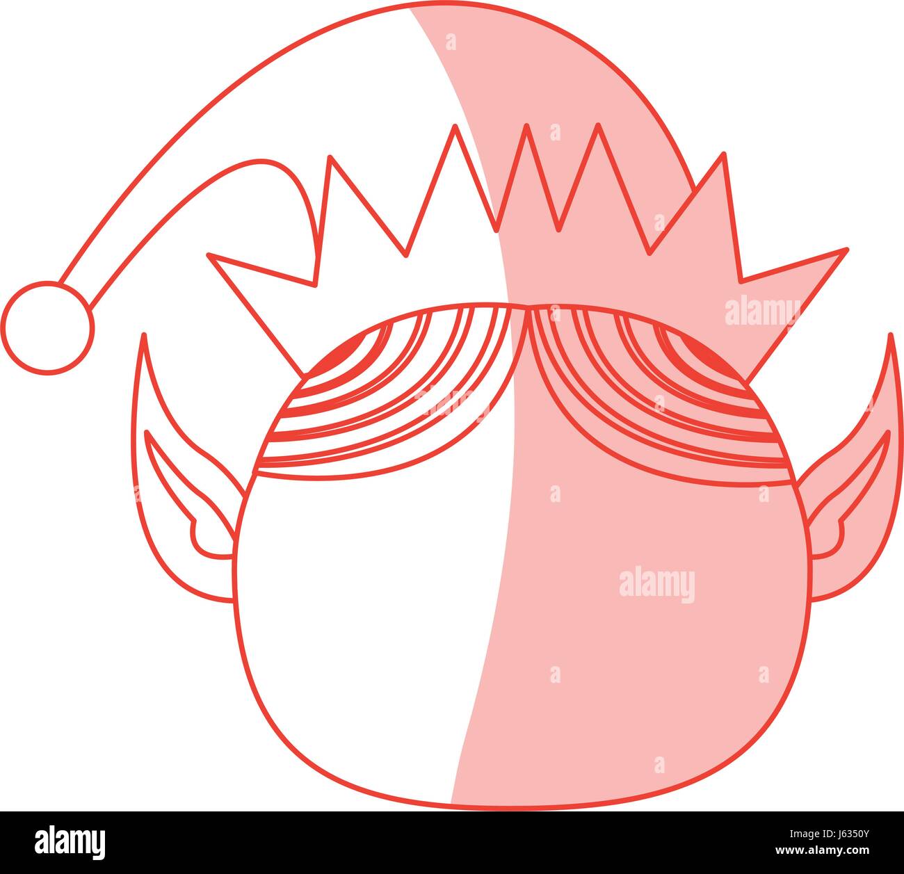 red shading silhouette cartoon front view faceless christmas elf with ...