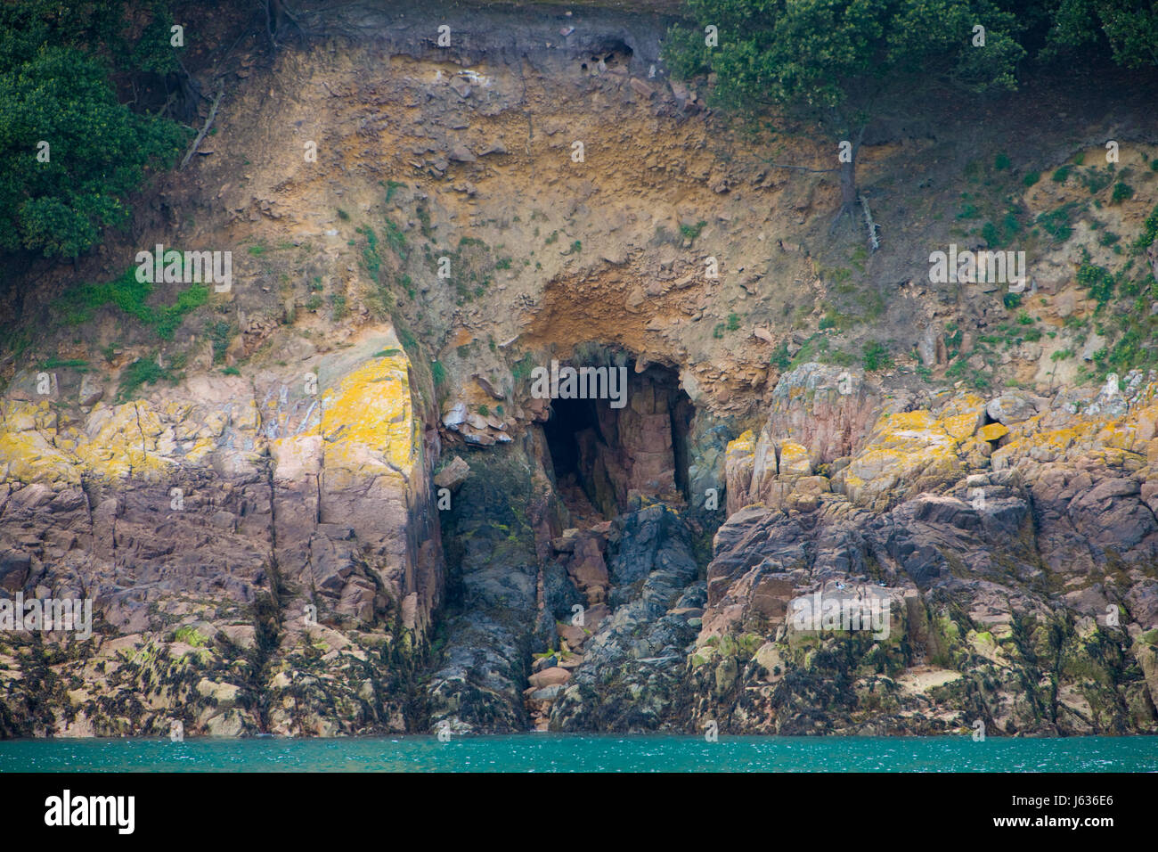 rock jersey salt water sea ocean water blue cave rock channel south ...