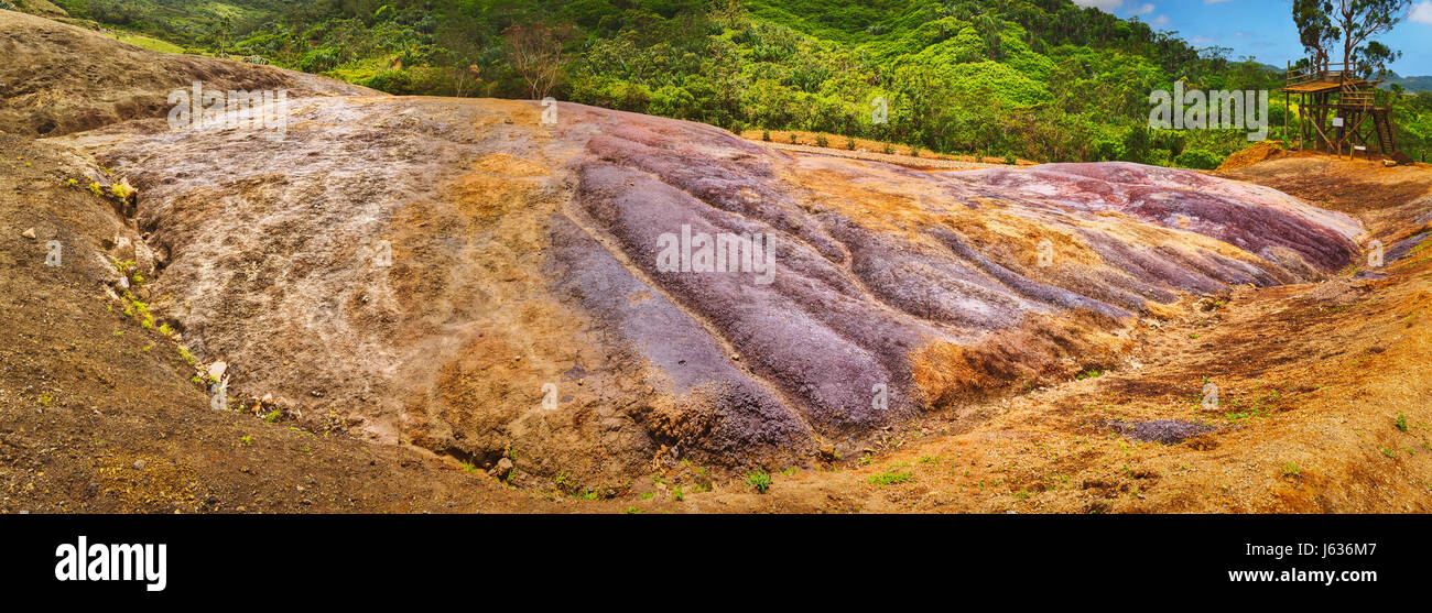 View of the coloured earth. Mauritius. Panorama Stock Photo - Alamy