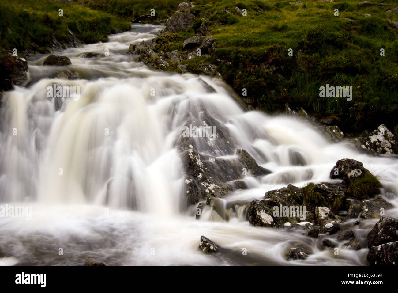 green long-term exposure soft waterfall torrent river water big large ...