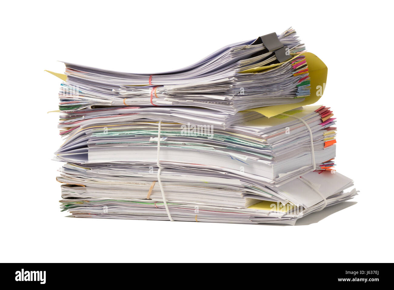 Stack of business papers isolated on white background Stock Photo - Alamy