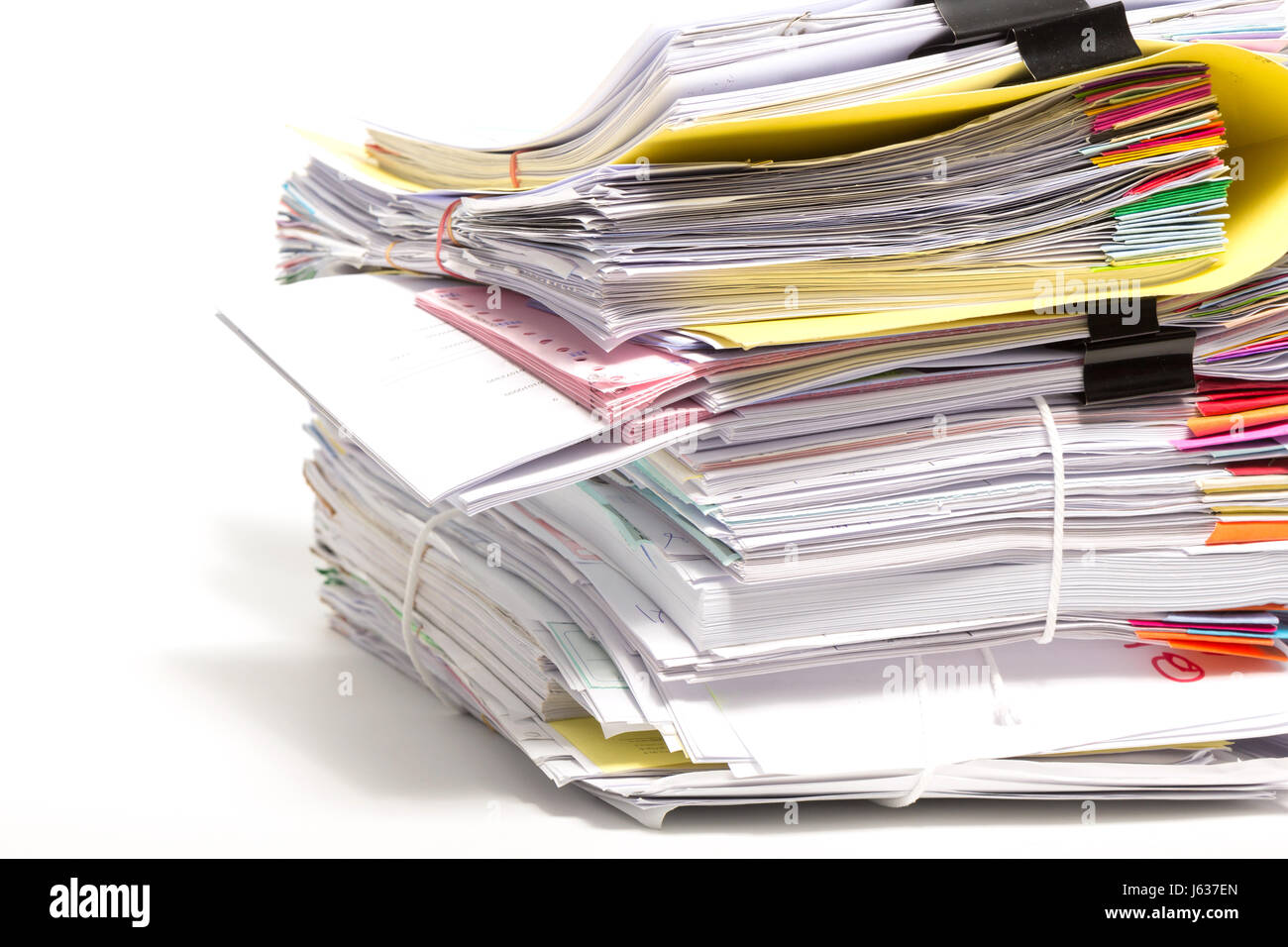 Stack of business papers isolated on white background Stock Photo - Alamy