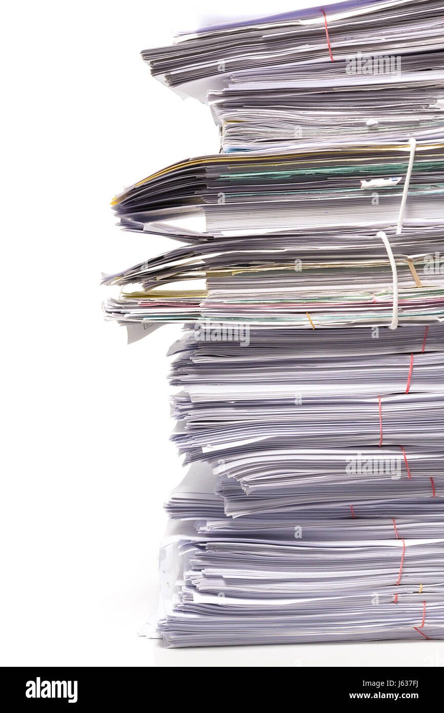 Stack of business papers isolated on white background Stock Photo - Alamy