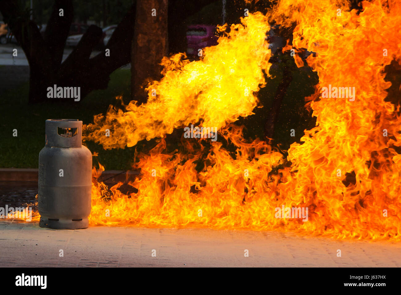Gas Flame and Explosive from Gas Tank Stock Photo - Alamy