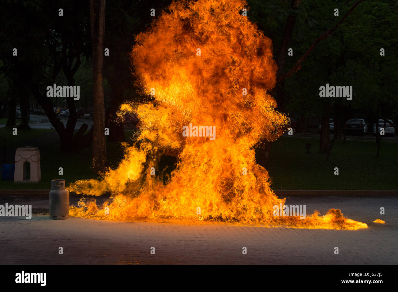 Gas Flame and Explosive from Gas Tank Stock Photo - Alamy