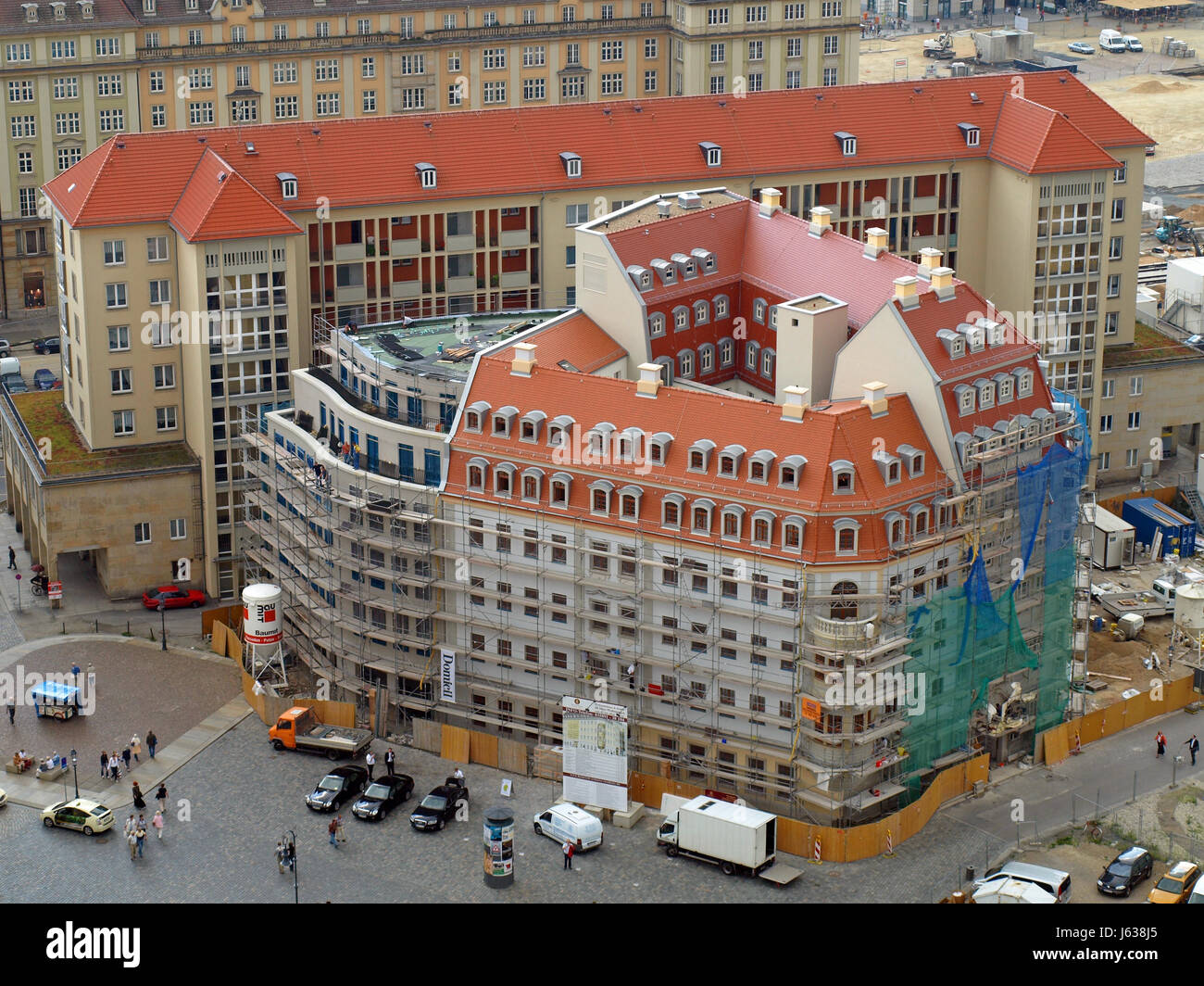 aerial perspective houses city town tenements Dresden renovation house ...