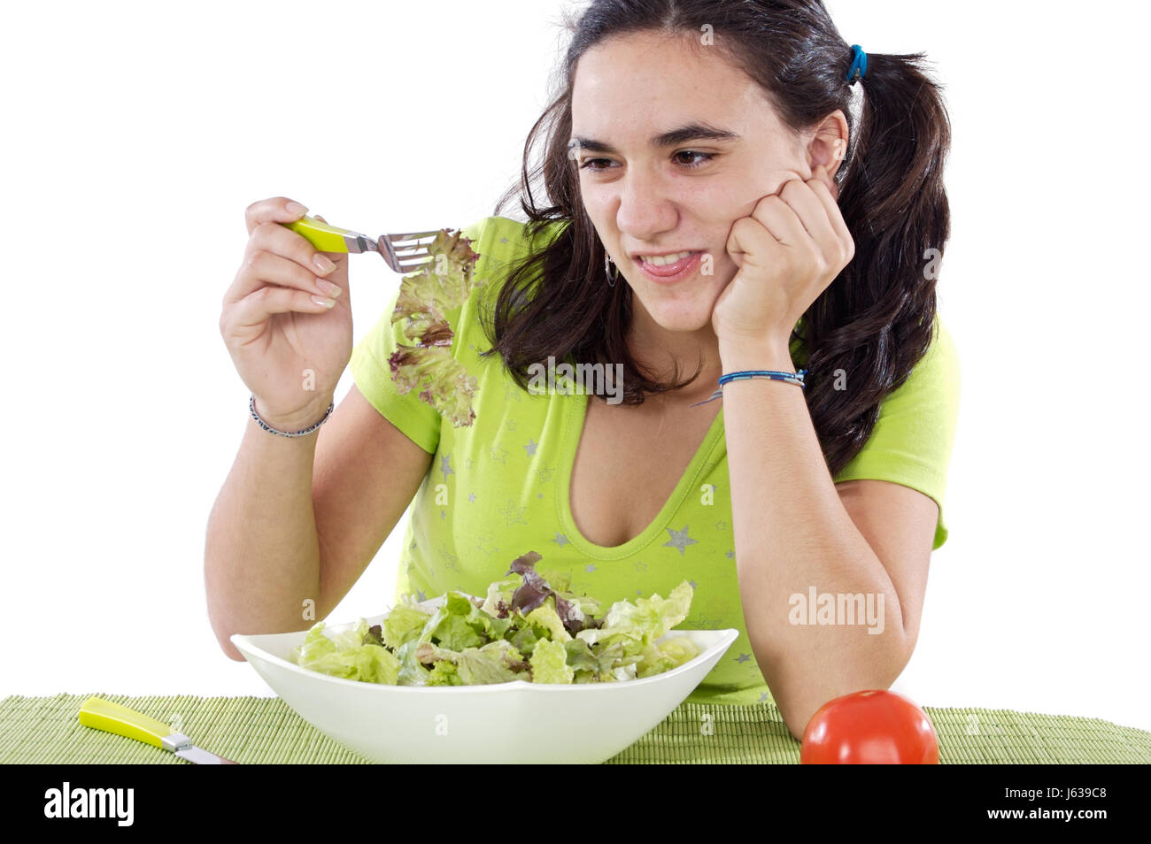 woman hungry diet eating eat eats salad girl girls humans human beings ...