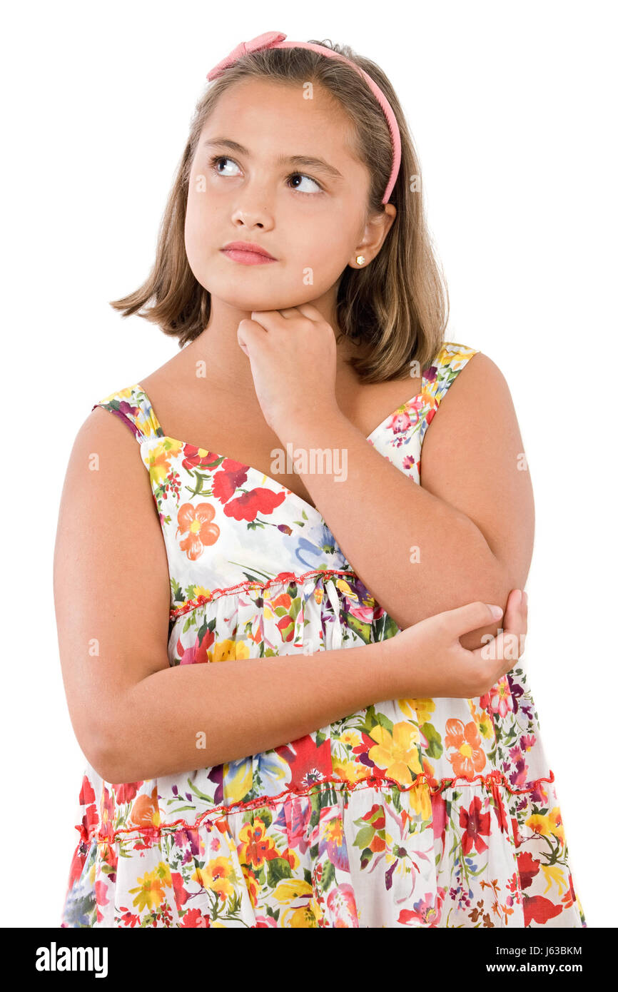 thinking adorable girl girls woman gesture humans human beings people ...