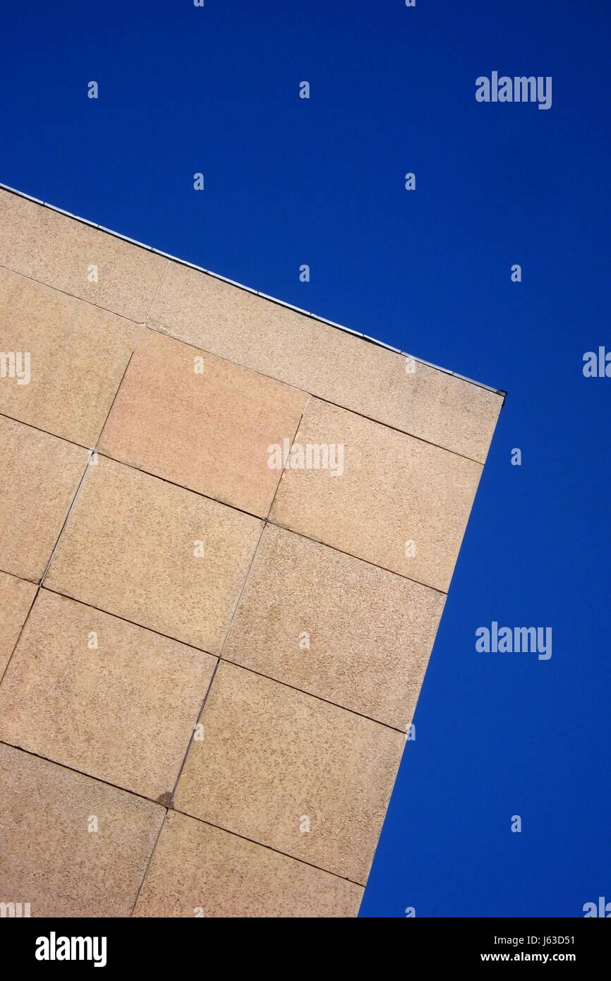 blue house building concrete new building corner firmament sky ...