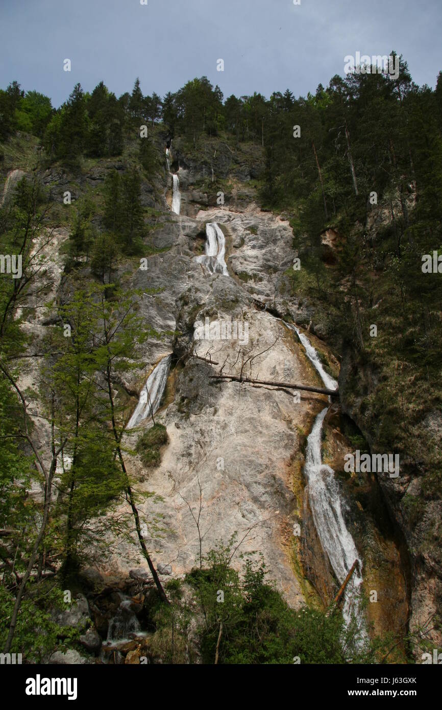 alps rock waterfall ravine clammy tree trees mountains alps stream rock ...