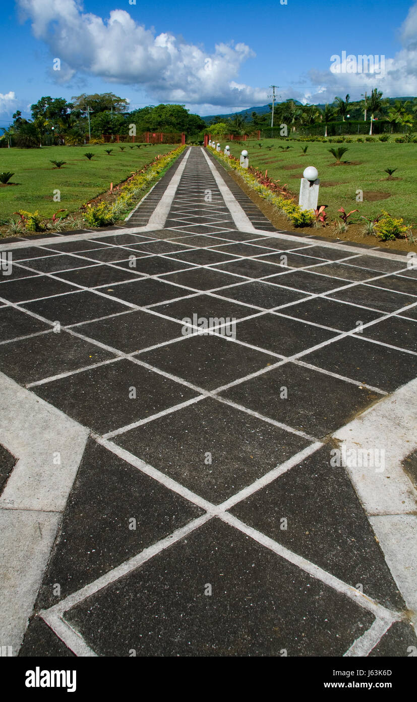 park symmetric brick structure path way backdrop background walk go ...