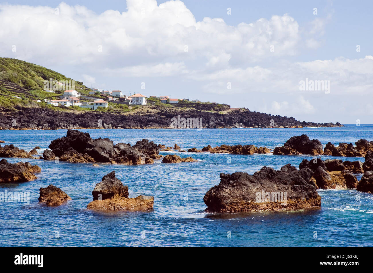 rock reef cliff basalt azores volcanic landscape scenery countryside ...