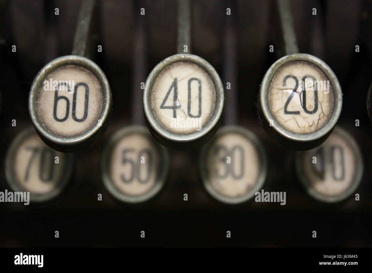 keyboard of an old cash register Stock Photo - Alamy