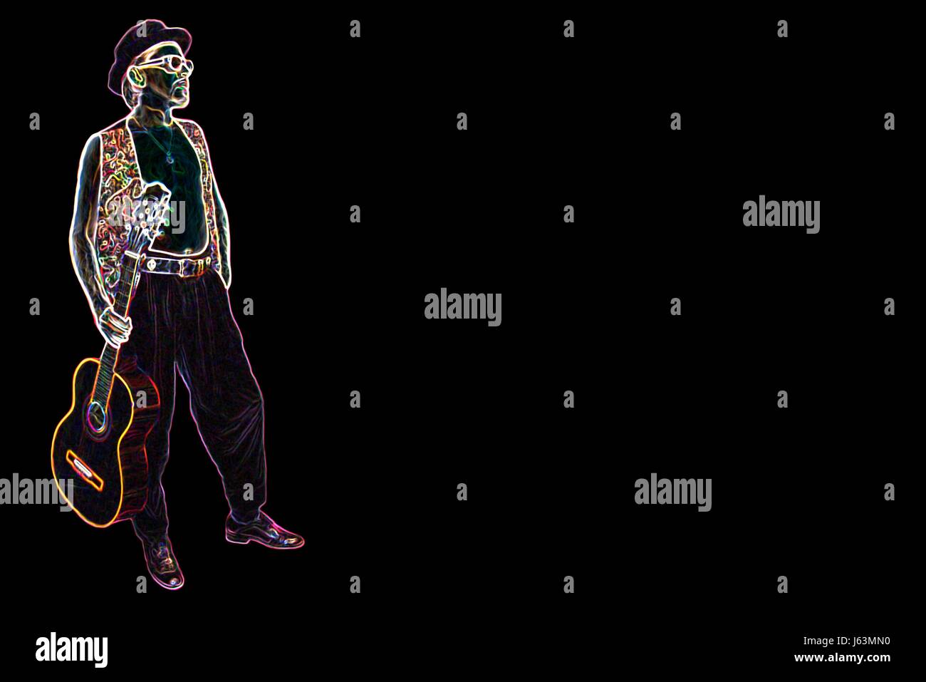 Figure man hat guitar hi-res stock photography and images - Alamy
