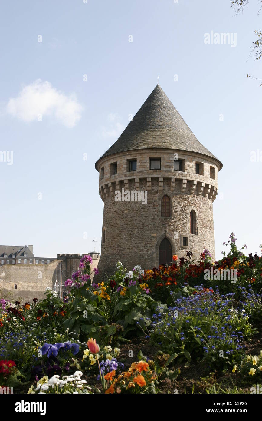 tower round about flower flowers plant fortress defence military old ...