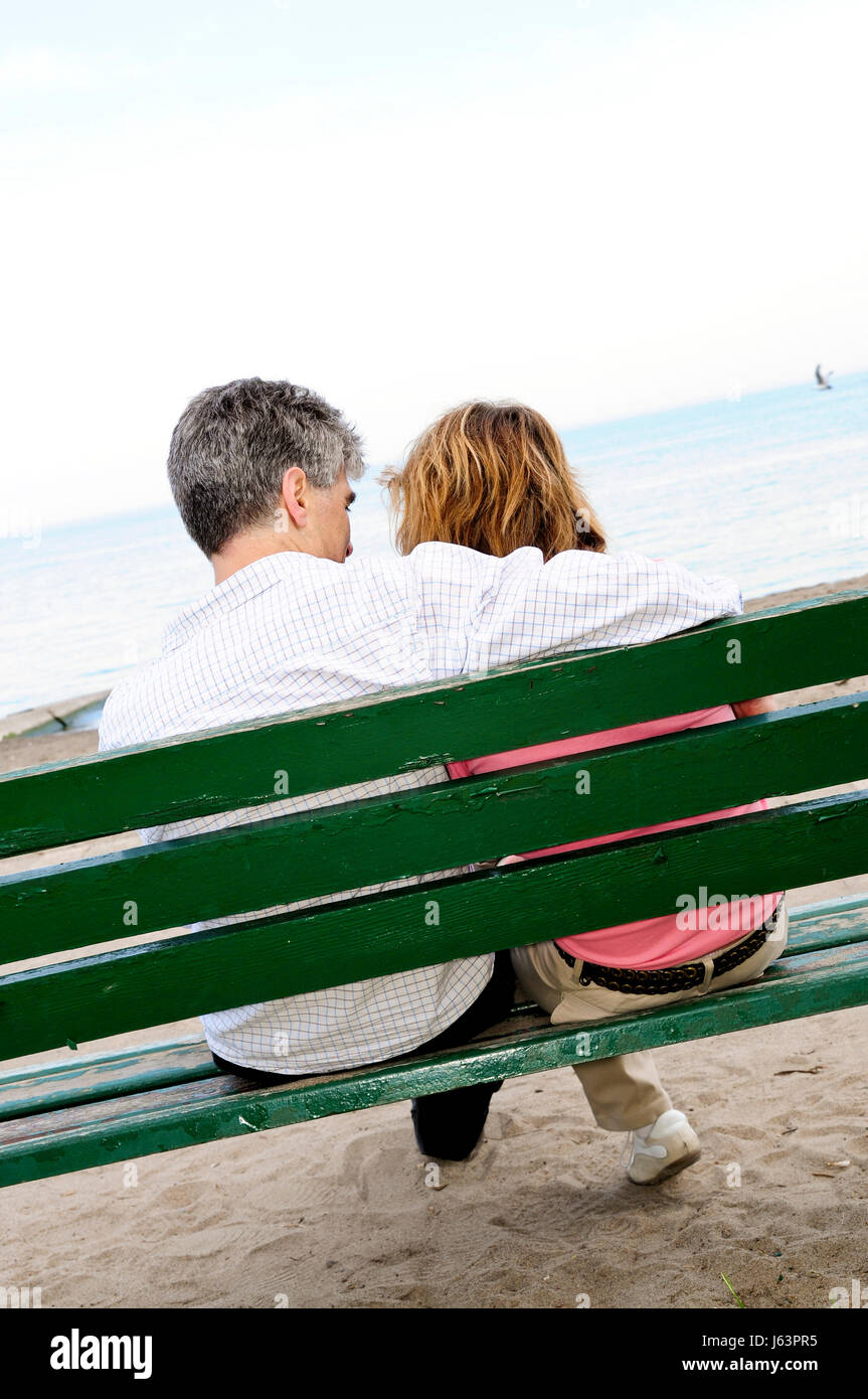 woman romantic seat bench love in love fell in love couple pair man ...