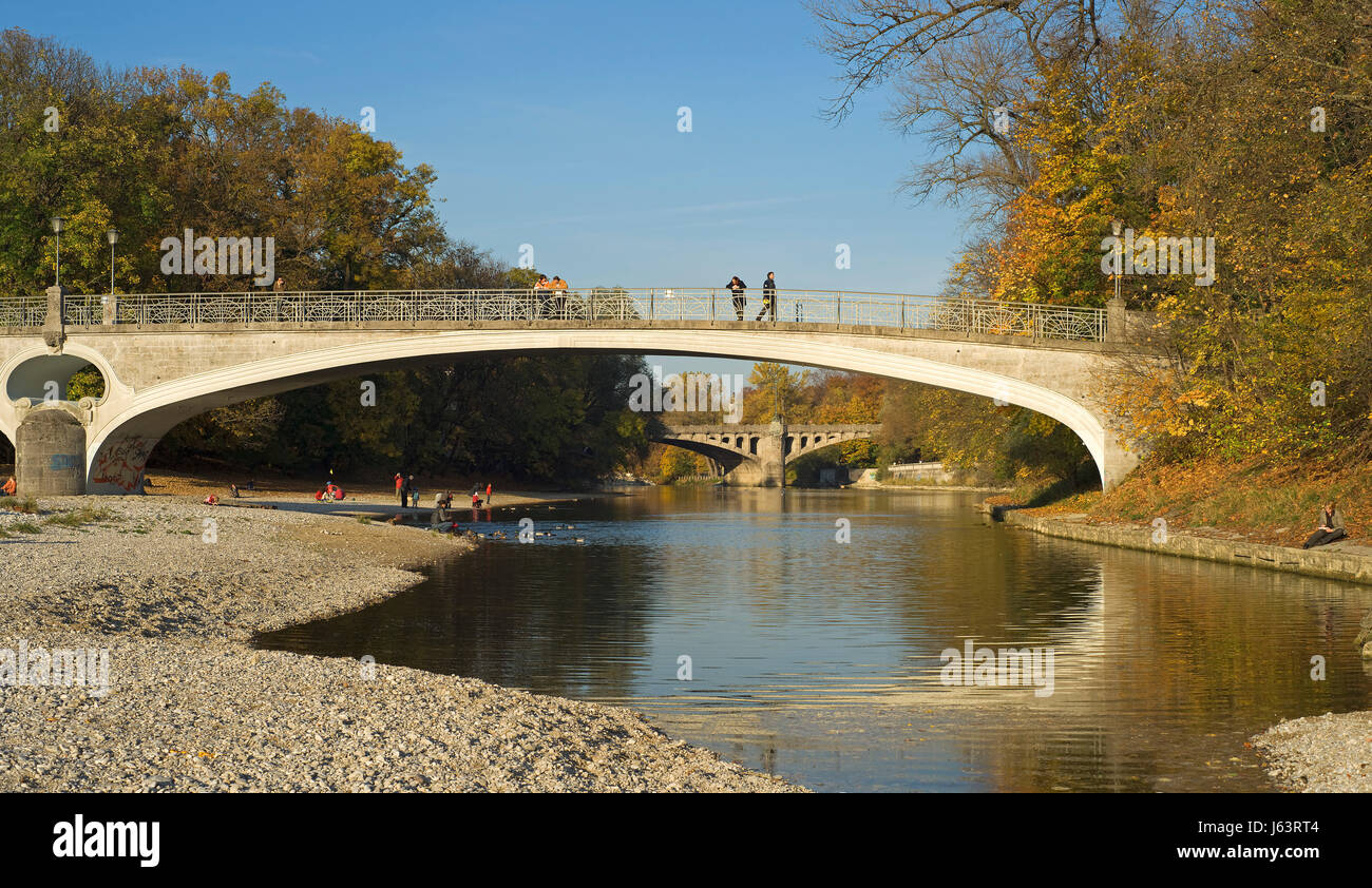 bavaria bridges munich germany german federal republic river water fall ...