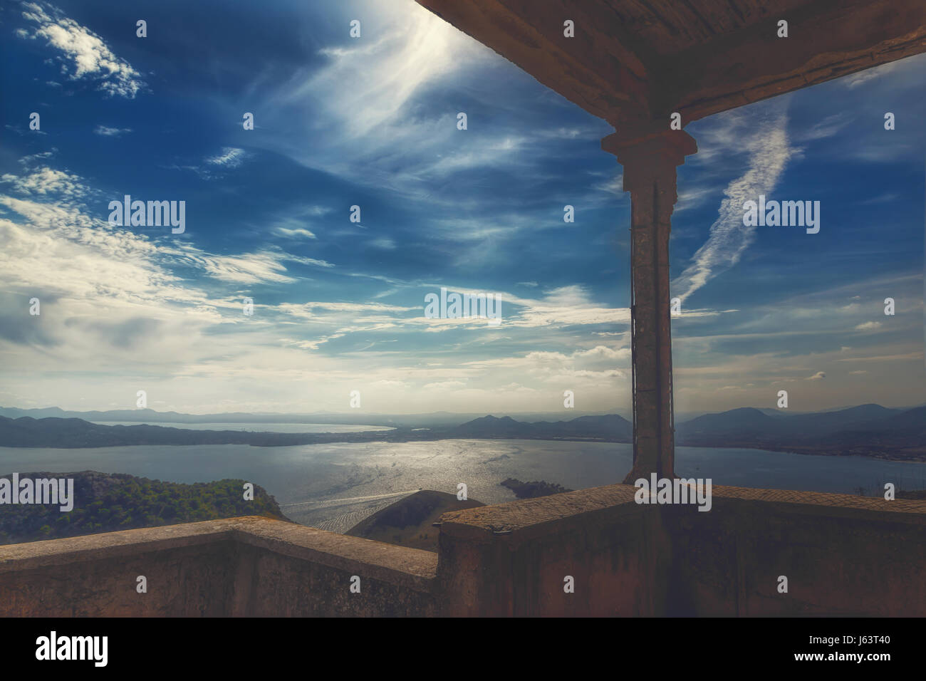 A view to the sea with blue sky, Mallorca Stock Photo - Alamy