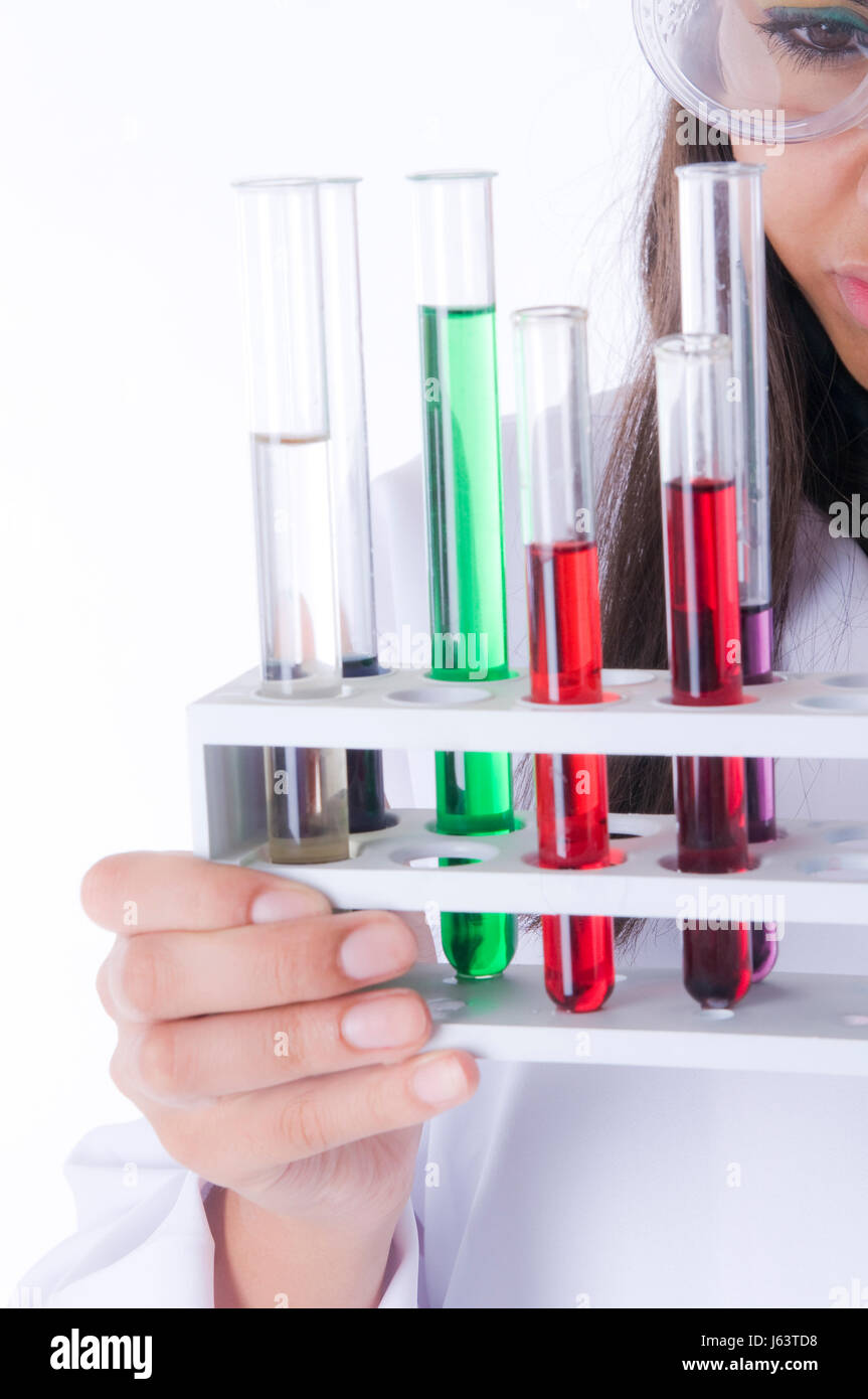 woman science research laboratory investigation pipette smock woman ...