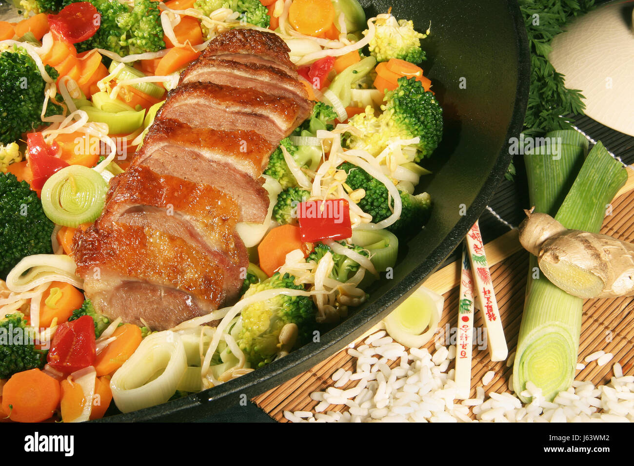asiatic duck vegetable chinese stick ginger carrots poultry fried rice ...
