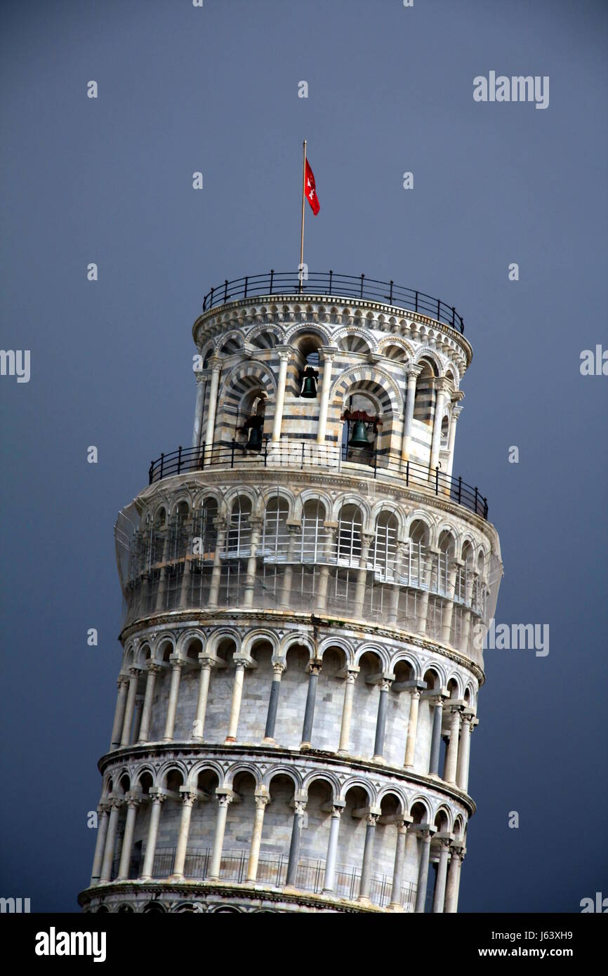 blue tower skew tuscany pisa firmament sky italy sign signal monument ...