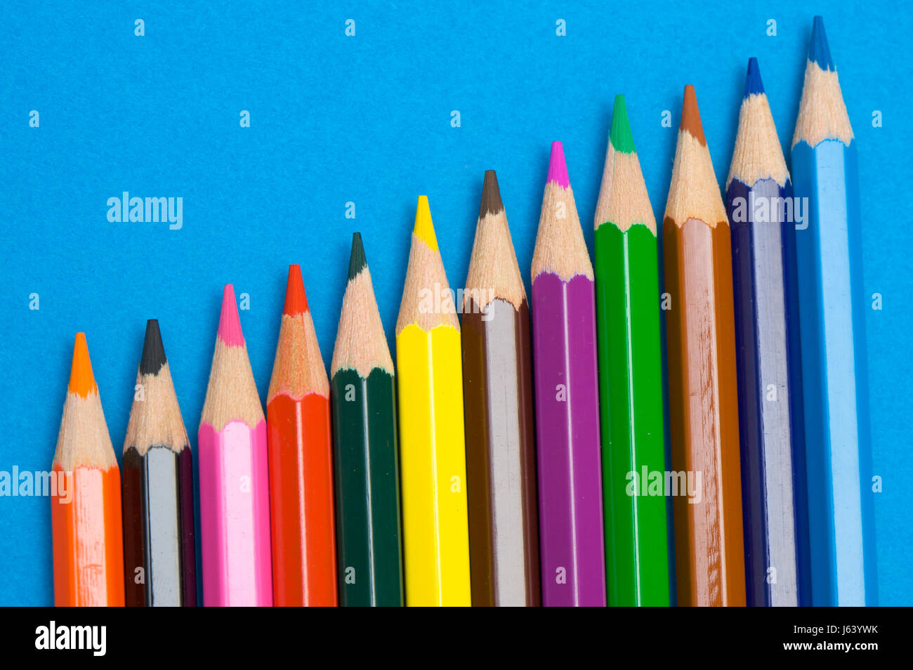 twelve colors colours pen style pencil close blue object education ...