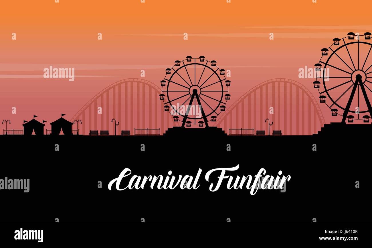 Silhouette of carnival fun fair scenery Stock Vector Image & Art - Alamy