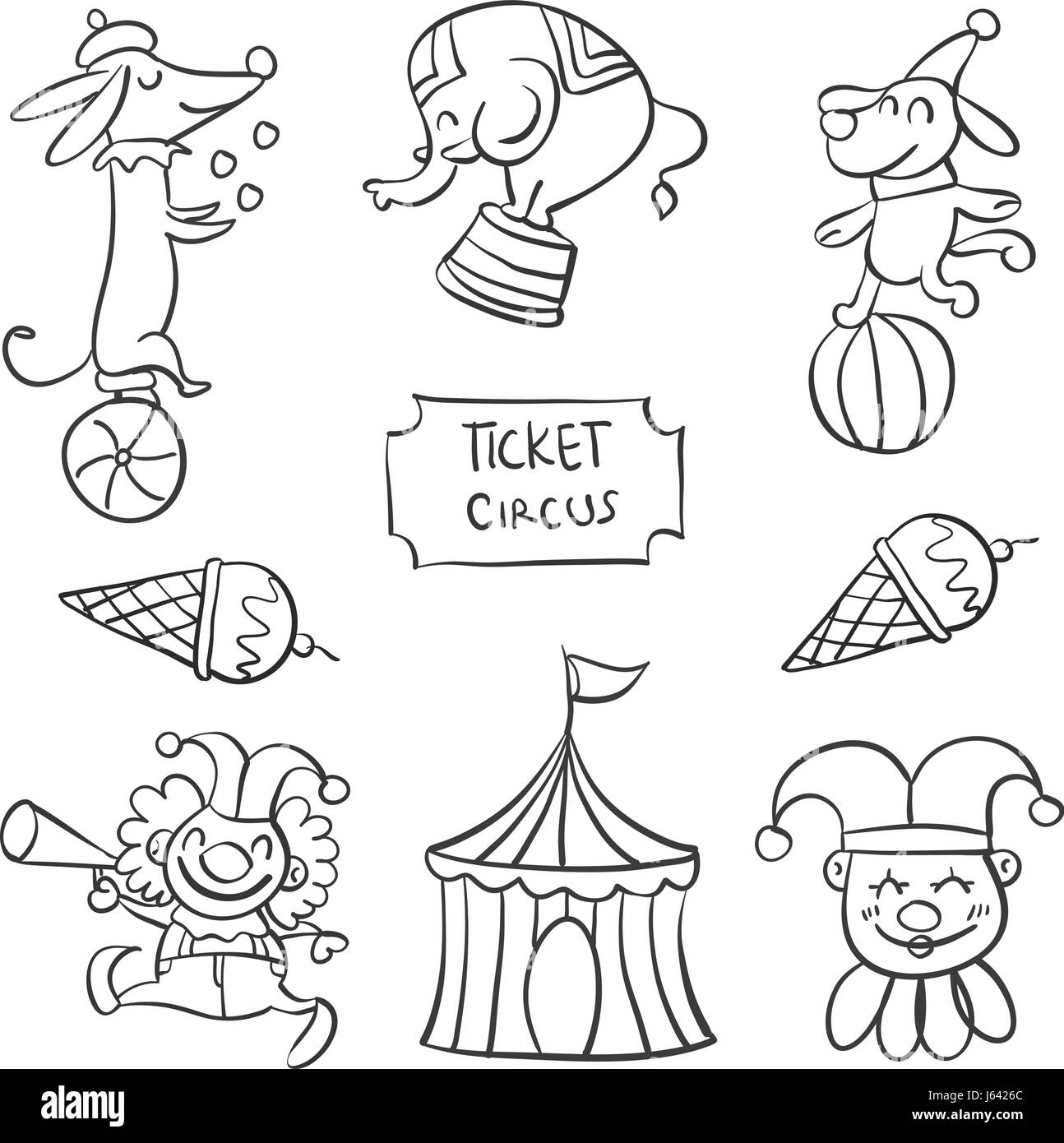 Vector art of circus element doodles Stock Vector Image & Art - Alamy