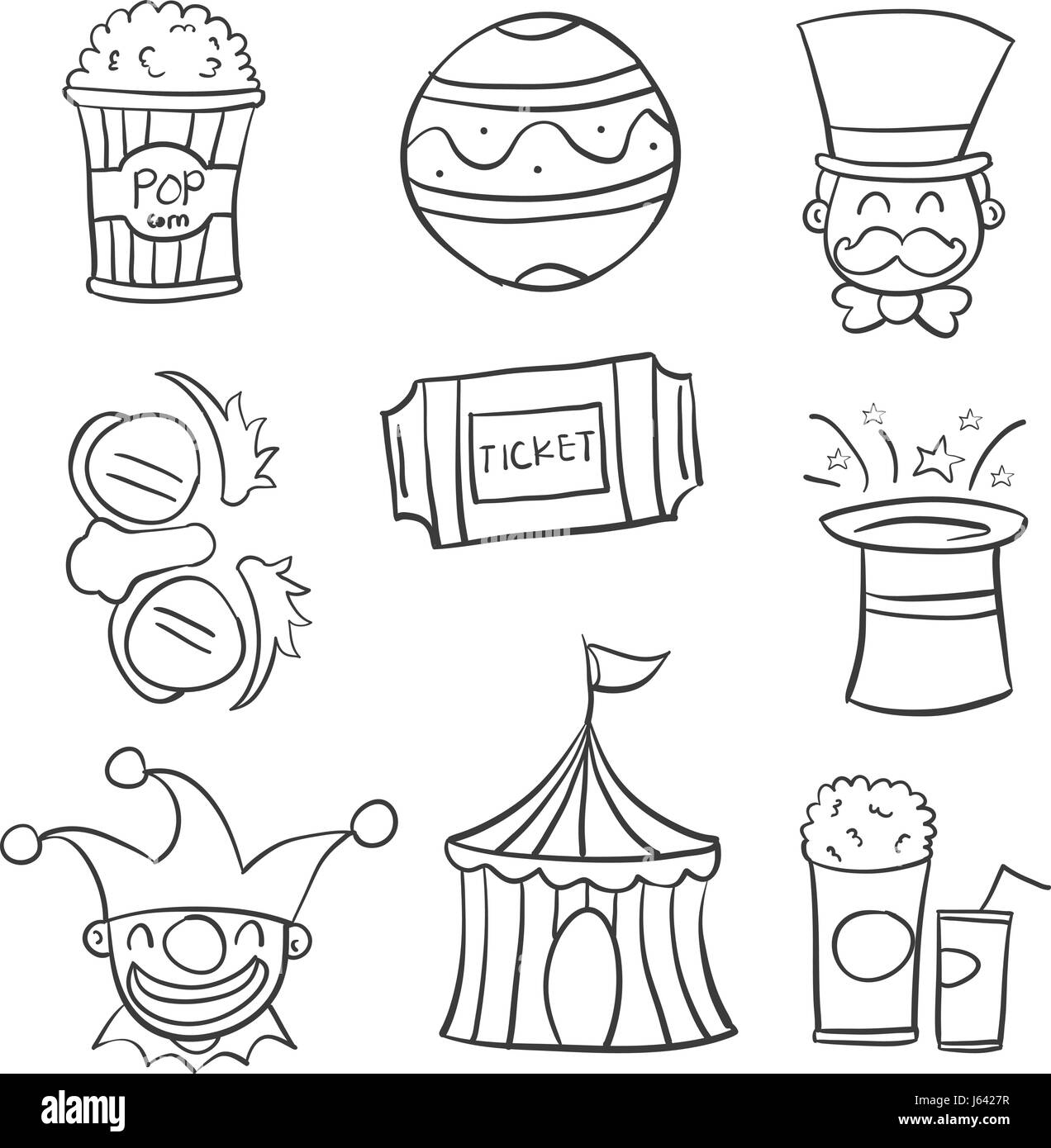 Doodle circus with ball tent hat Stock Vector Image & Art - Alamy