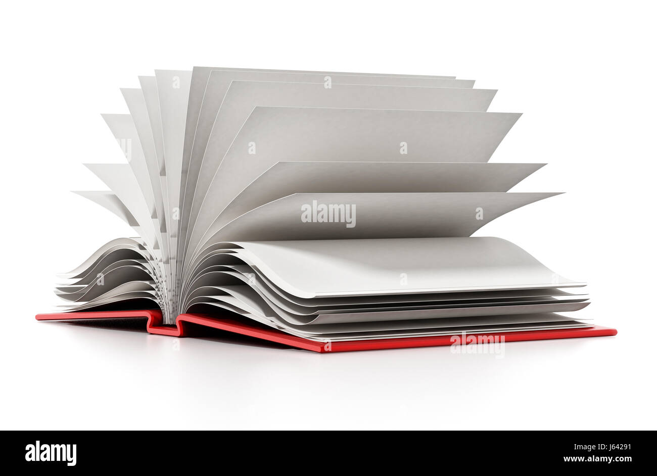 Open book with blank white pages. 3D illustration Stock Photo - Alamy