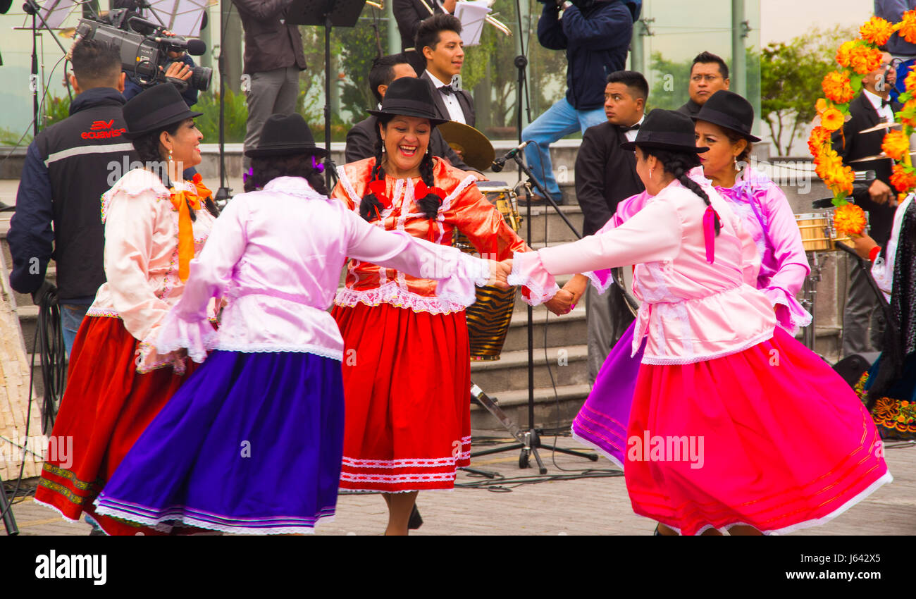 Quito, Ecuador - December 09, 2016: An unidentified Indigenous people ...