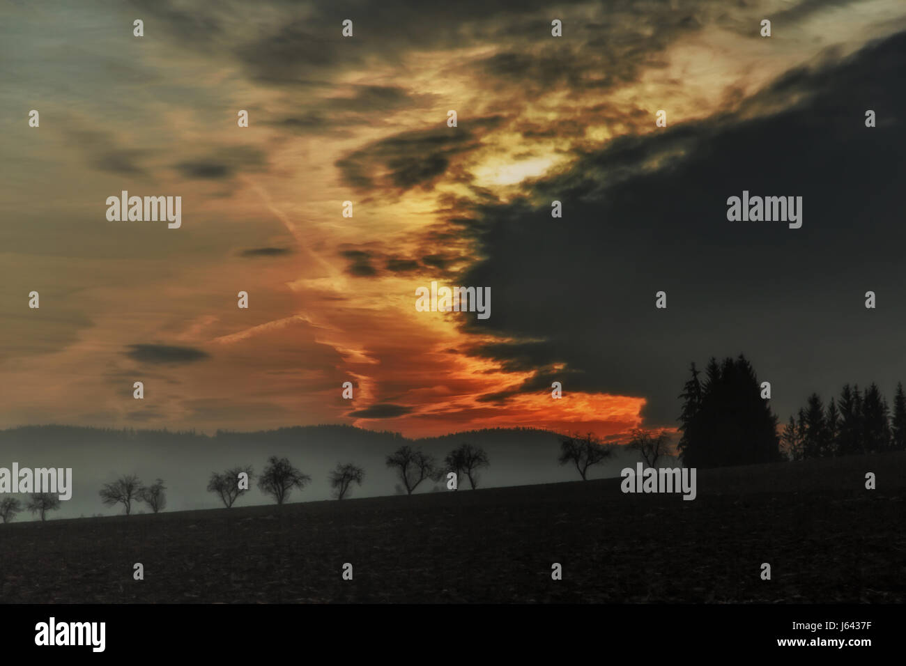 A beautiful landscape scene with a wonderful sunset Stock Photo - Alamy