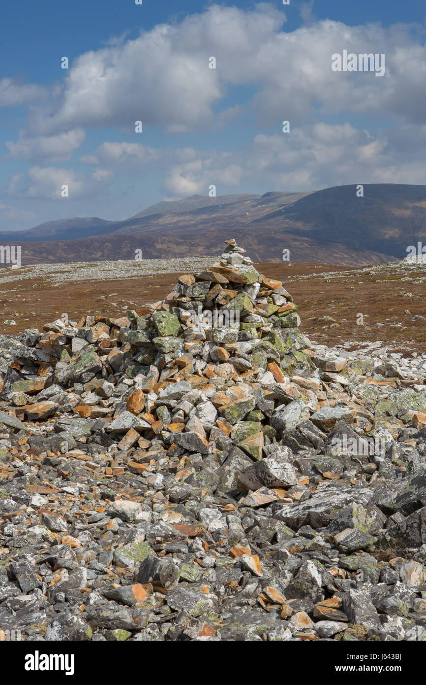 The cairn on the summit on the mountain of Creag Nan Gabhar near ...