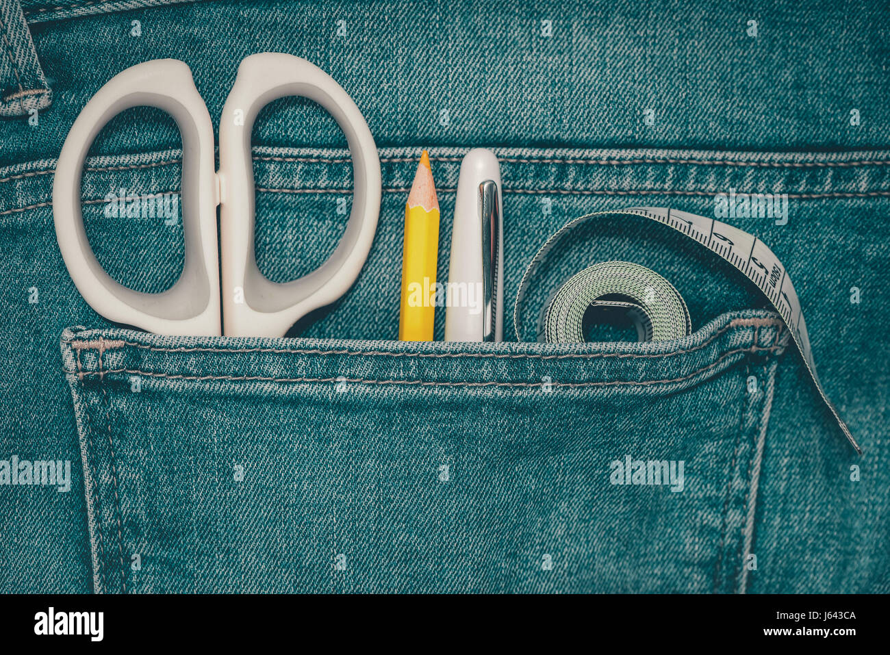 Background jeans pocket with fashion designer tools Stock Photo - Alamy