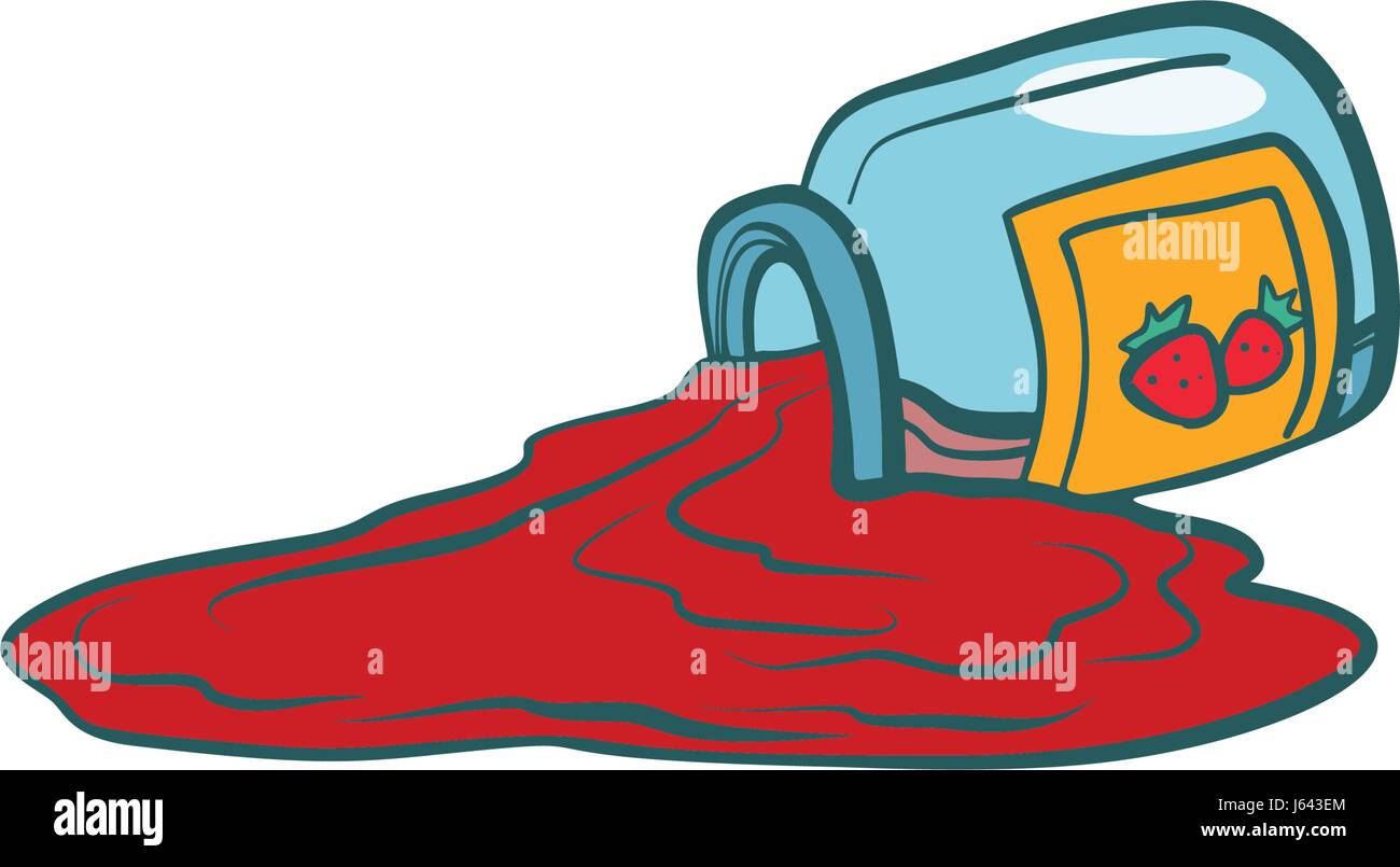 Glass jar with strawberry jam. Comic book cartoon pop art retro color ...