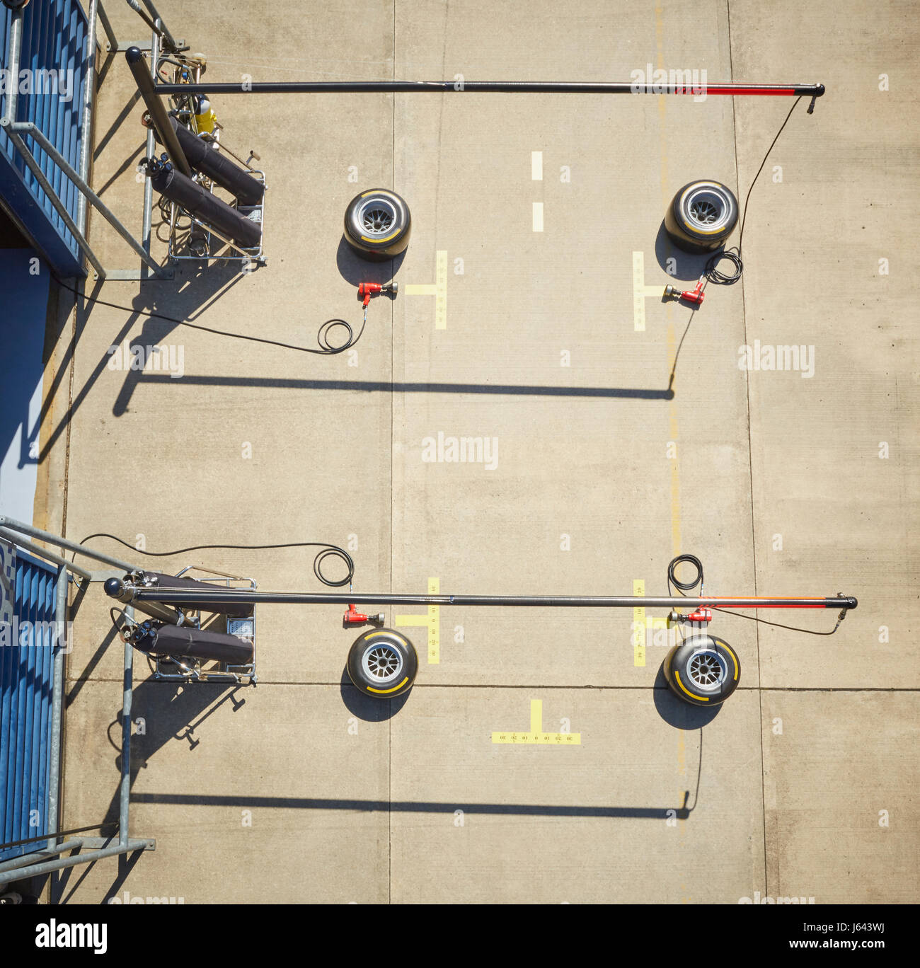 Overhead view pit stop equipment Stock Photo - Alamy