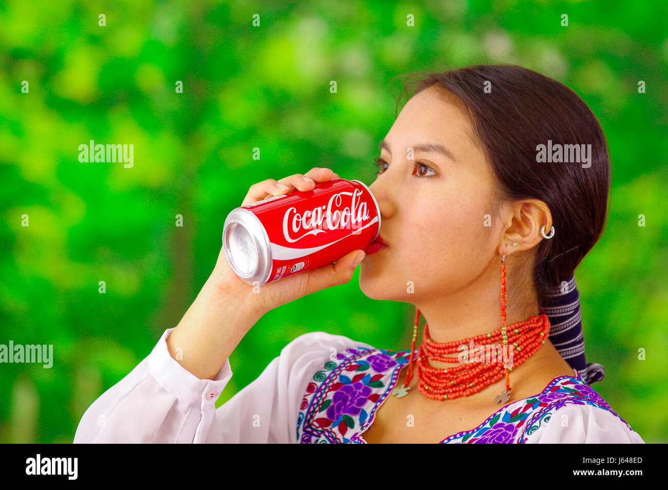 Quito, Ecuador - May 06, 2017: Beautiful young indigenous woman ...