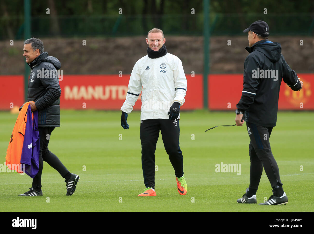 Manchester United's Wayne Rooney (centre) during a training session at ...