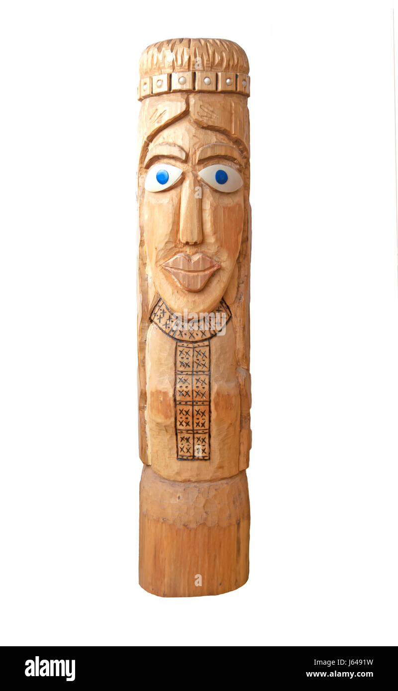 wooden idol Perun isolated on white Stock Photo - Alamy