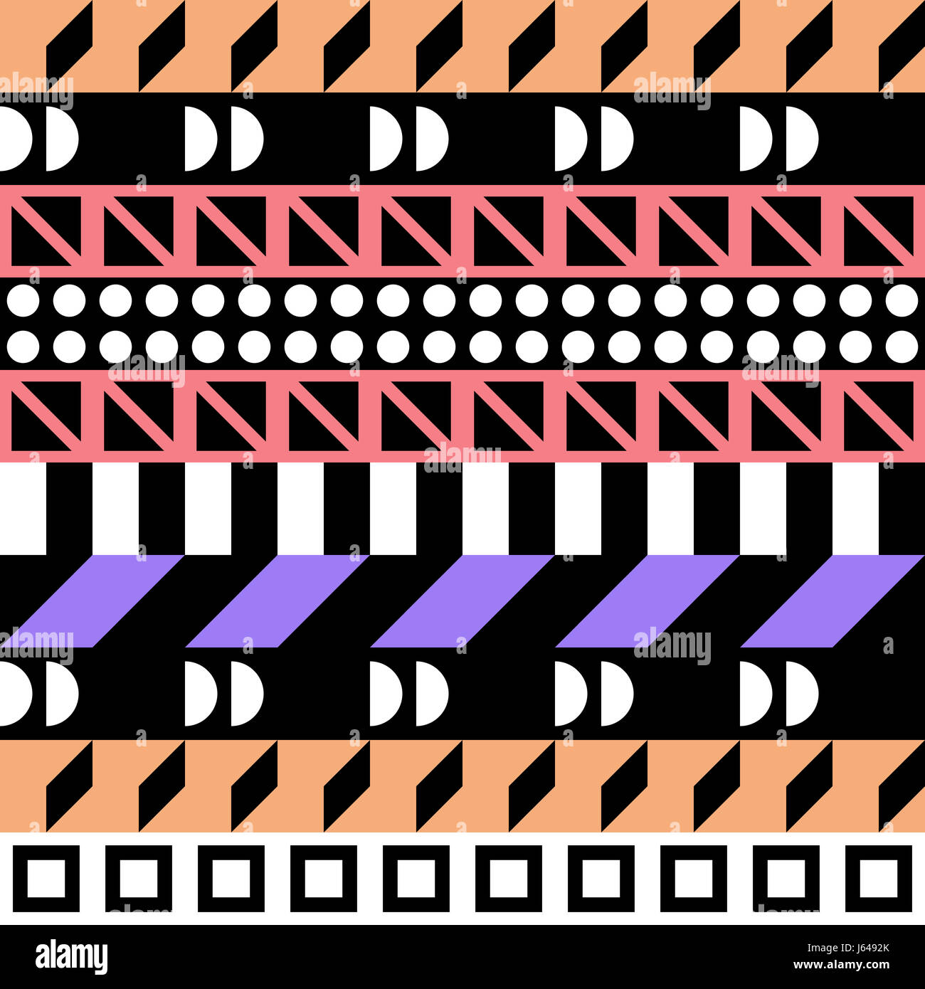 Retro color tribal seamless pattern. Fancy abstract geometric art print ...