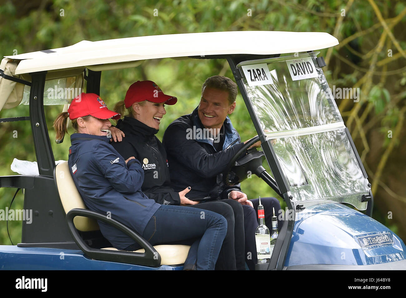 (left to right) Dolly Maude, Zara Tindall and David Coulthard in a golf ...