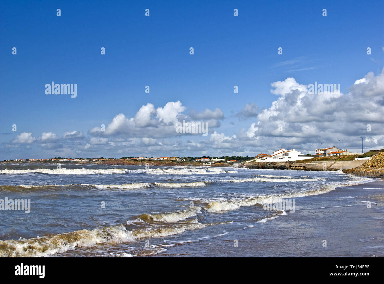 houses waves atlantic ocean salt water sea ocean water firmament sky ...