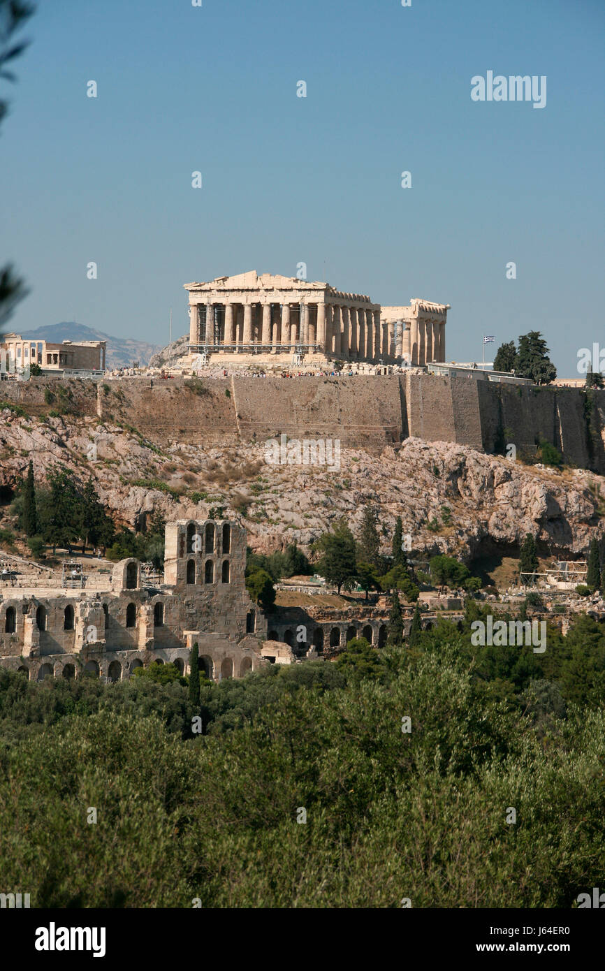 greece greek athens acropolis ancient blue travel culture tree trees ...