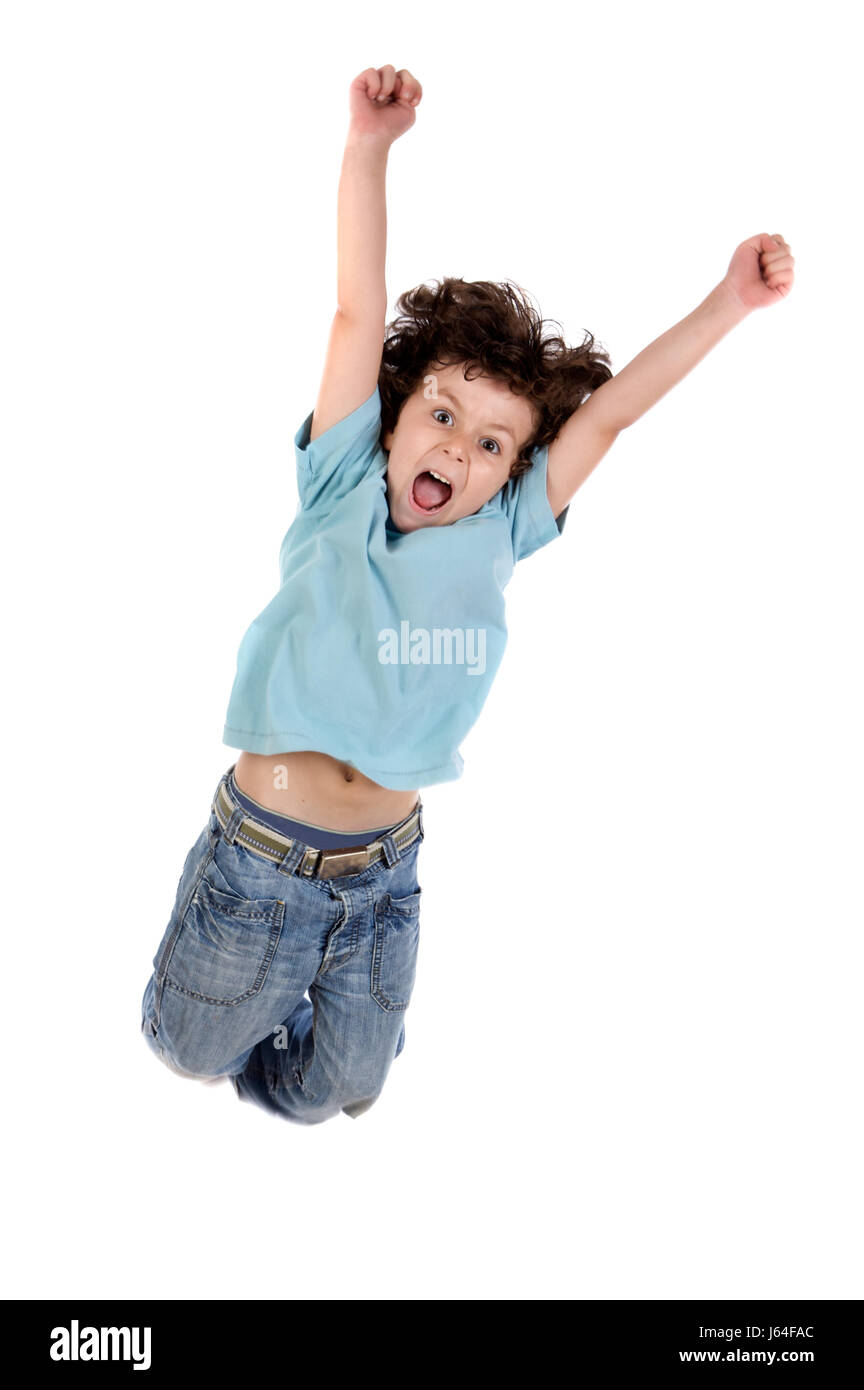 spring bouncing bounces hop skipping frisks jumping jump child blue ...