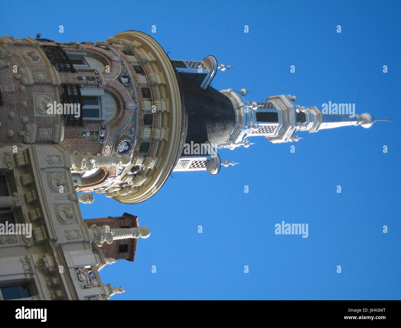 tower palace jugendstil madrid tower art culture work of art coloured ...