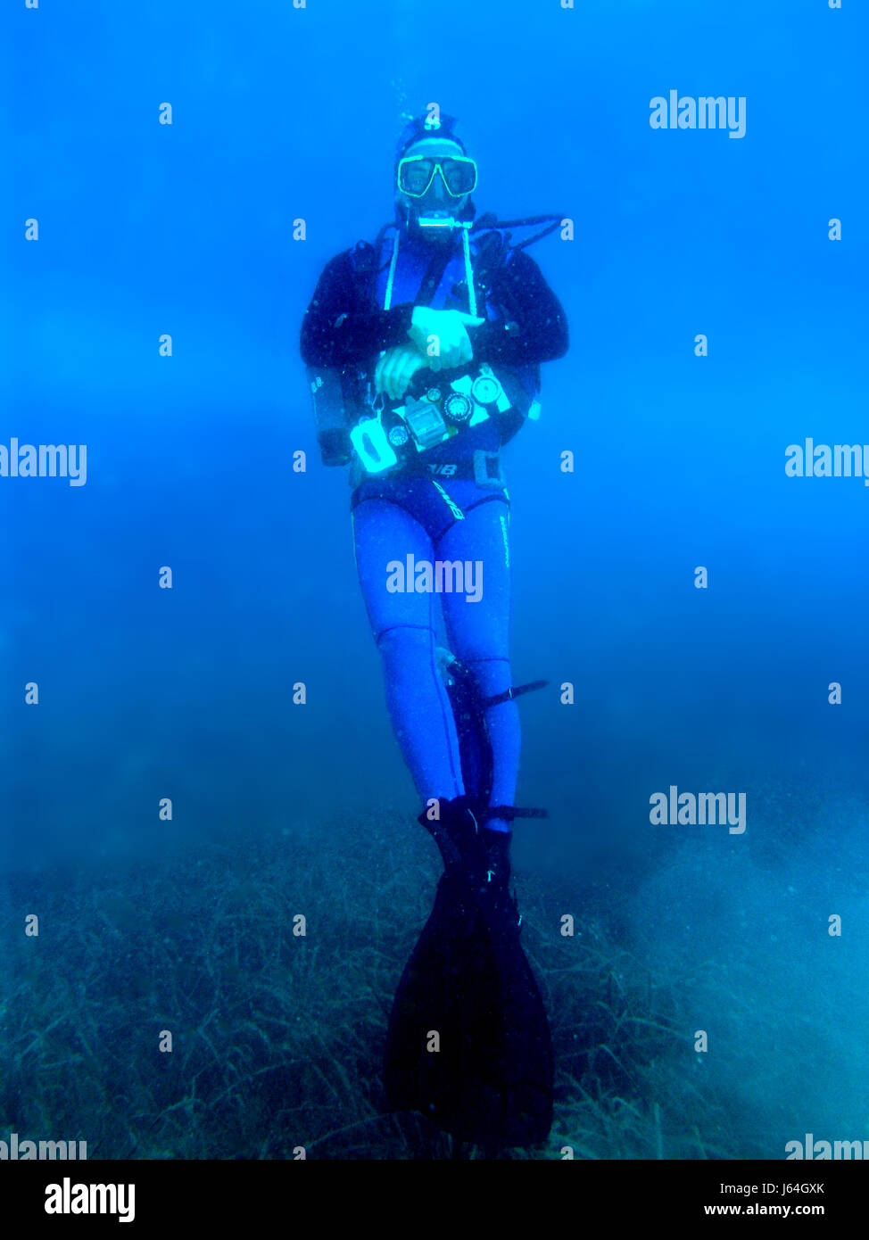 blue dive diver wait waiting relaxed water mediterranean salt water sea ...