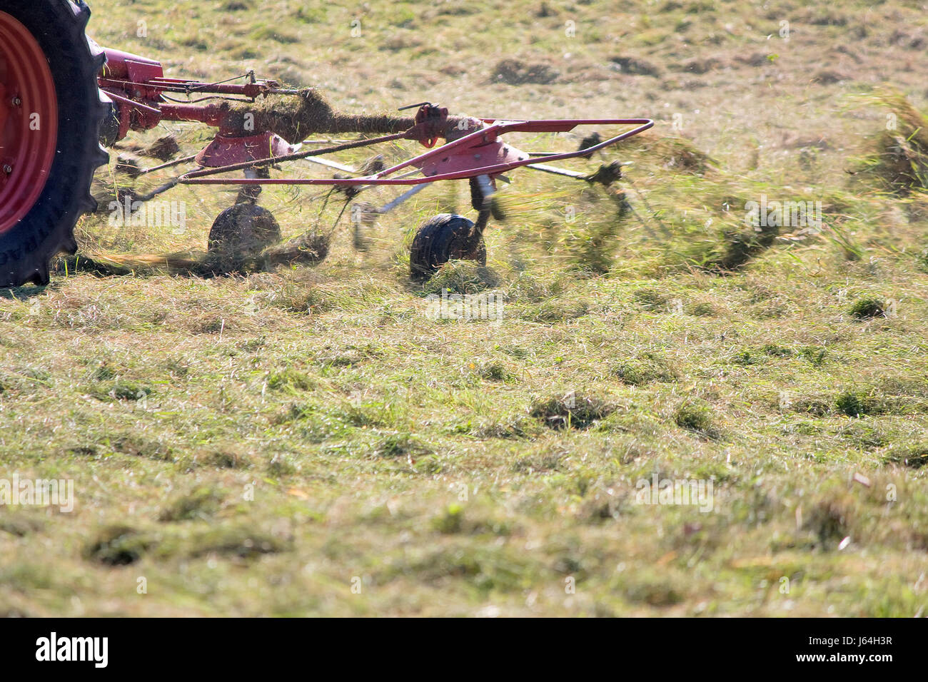 fodder summer summerly wheels tractor farmer hay turn meadow drive food ...