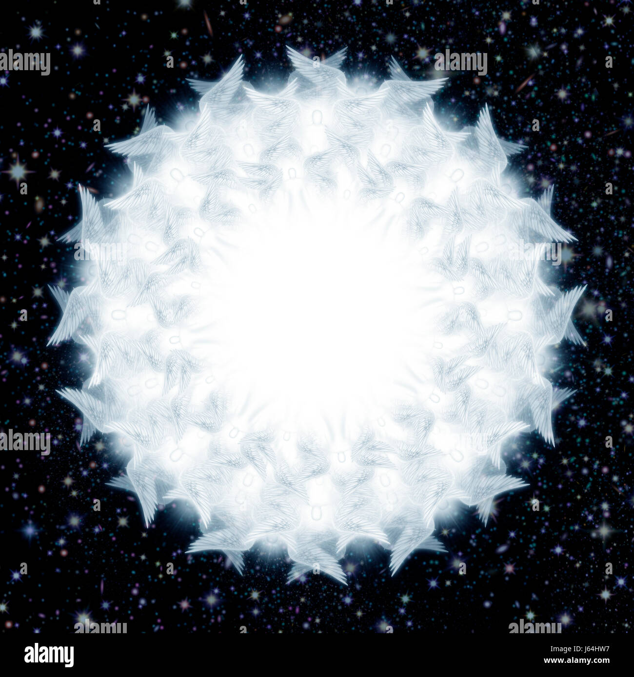 Digital illustration of a sphere of angels in the night sky Stock Photo ...