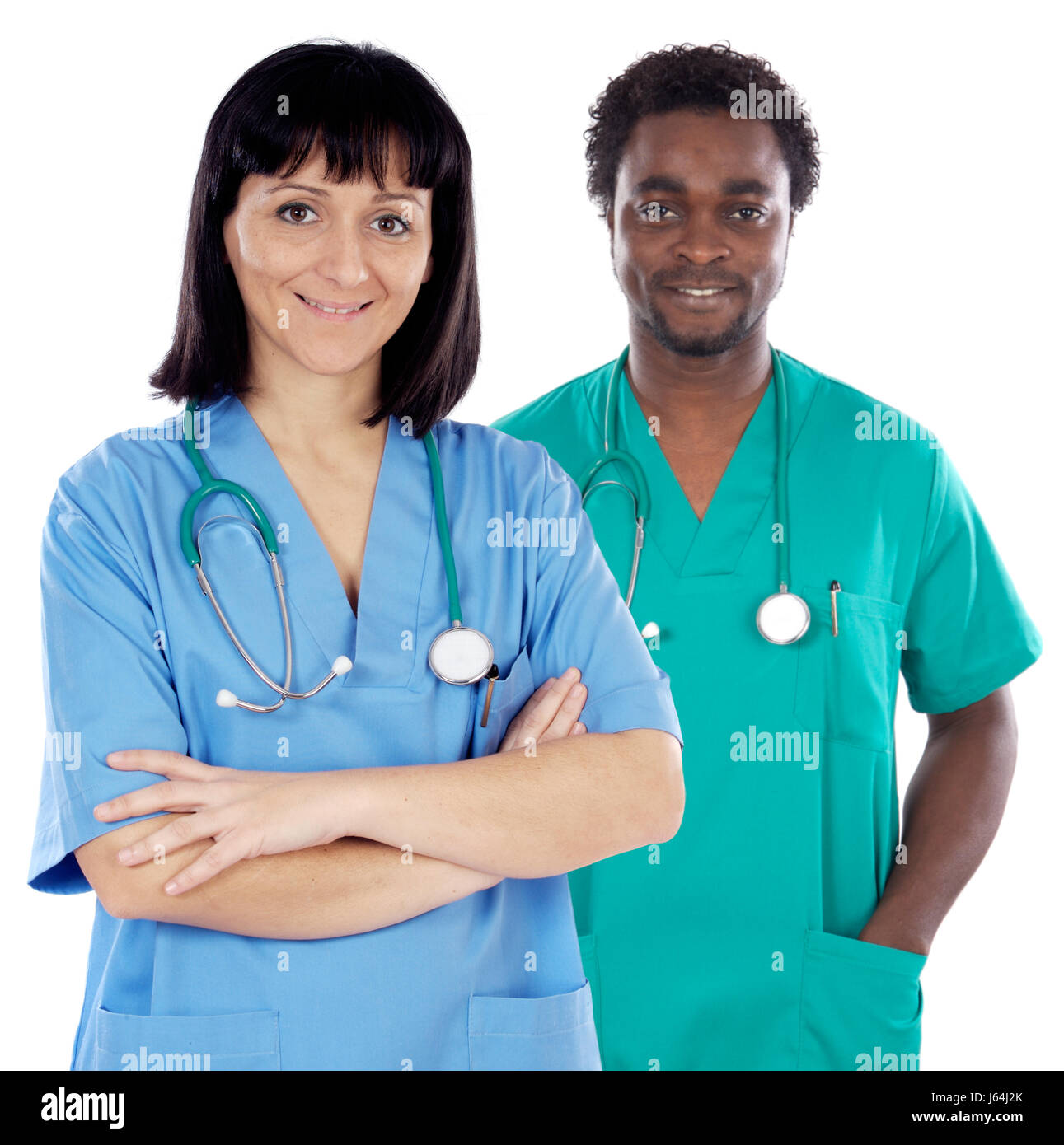 doctor physician medic medical practicioner young younger couple pair ...